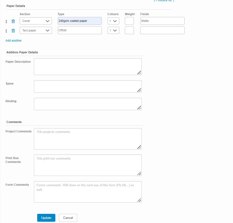 Adding Print Run Data Stison